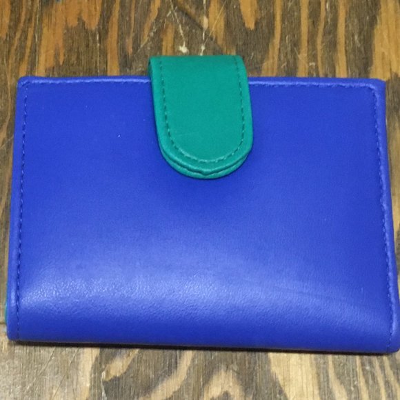 Kmart | Bags | Vintage Wallet Thin Snap Button Closure Blue Green Color ...